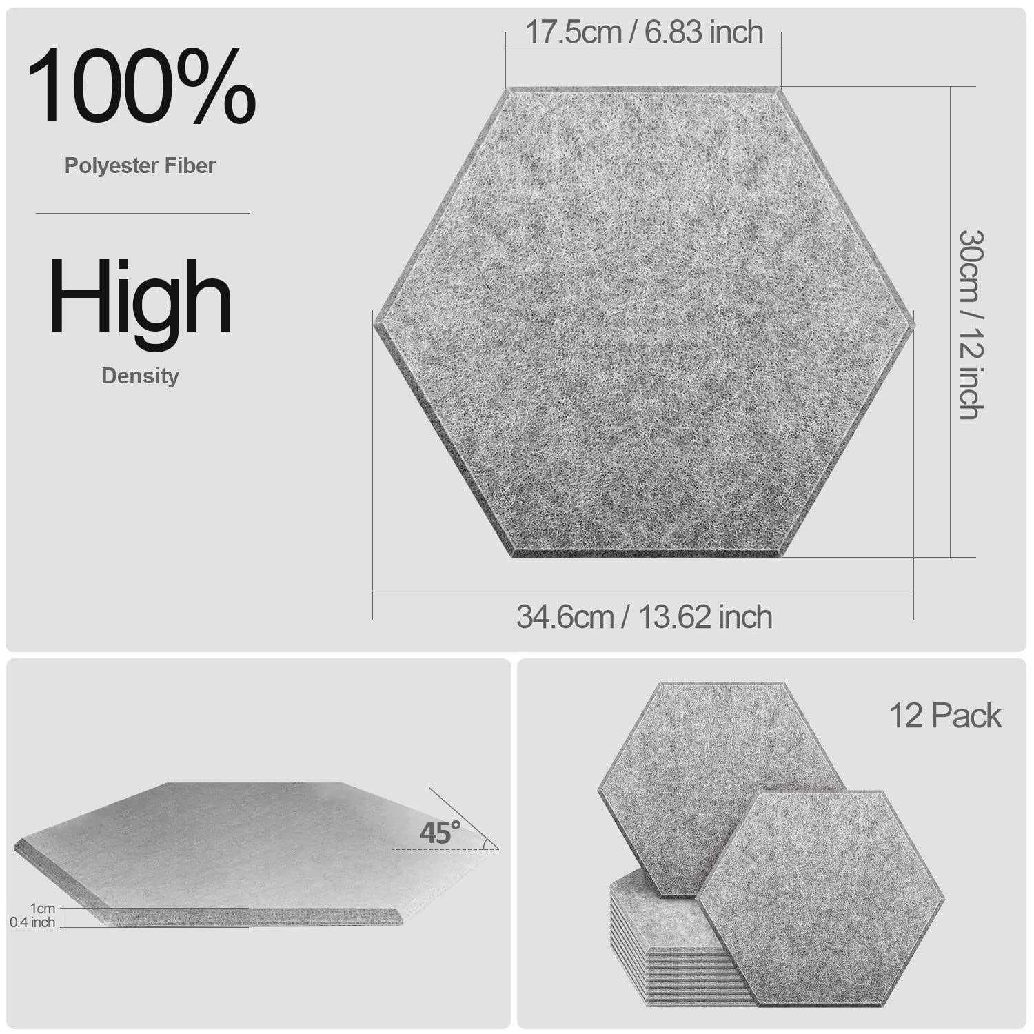 Jber Hexagon Sound Proof Foam Panels Acoustic Foam Panels Sound Proof ...