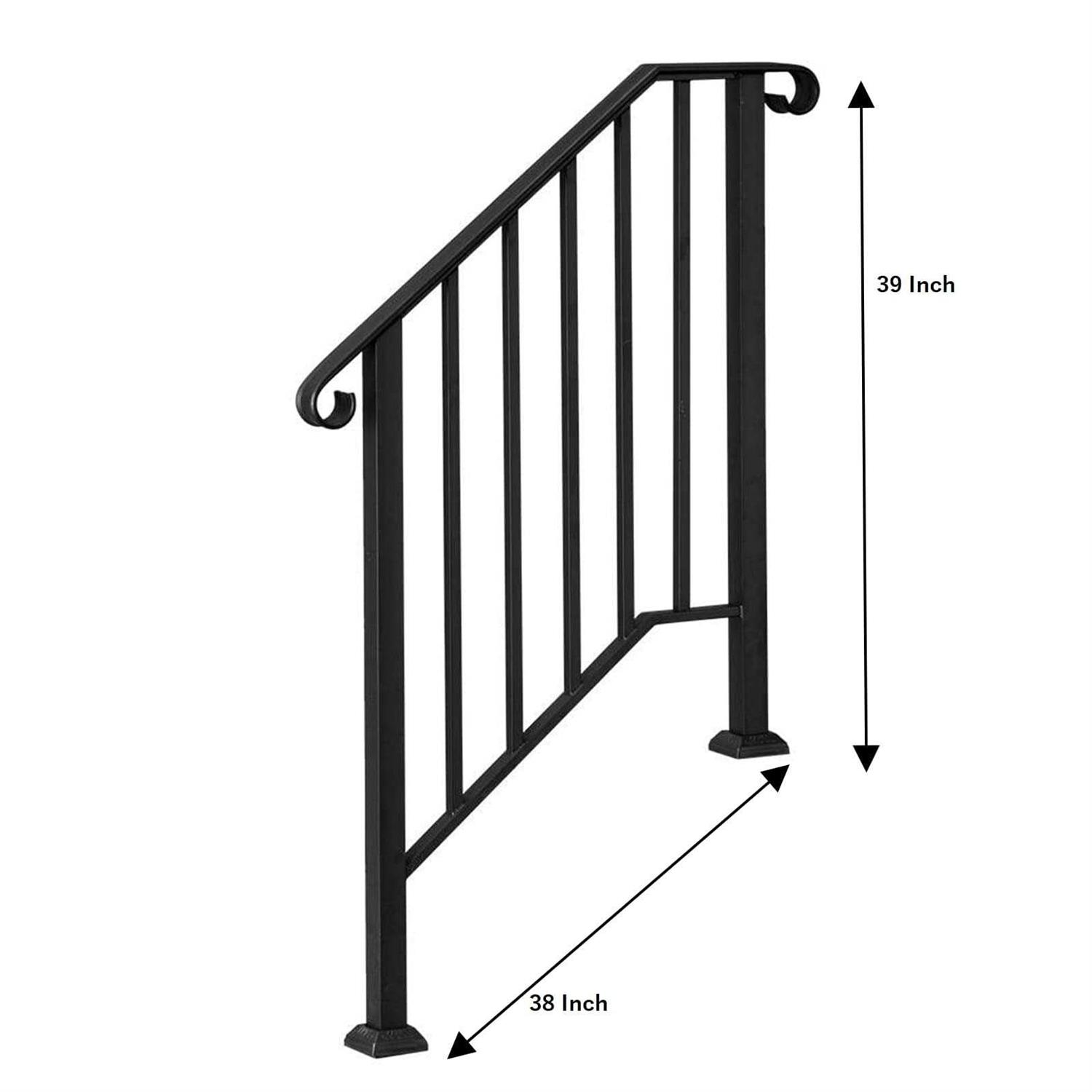 Metty Metal Hand Rails for Outdoor Steps Wrought Iron Stair Railing Set ...