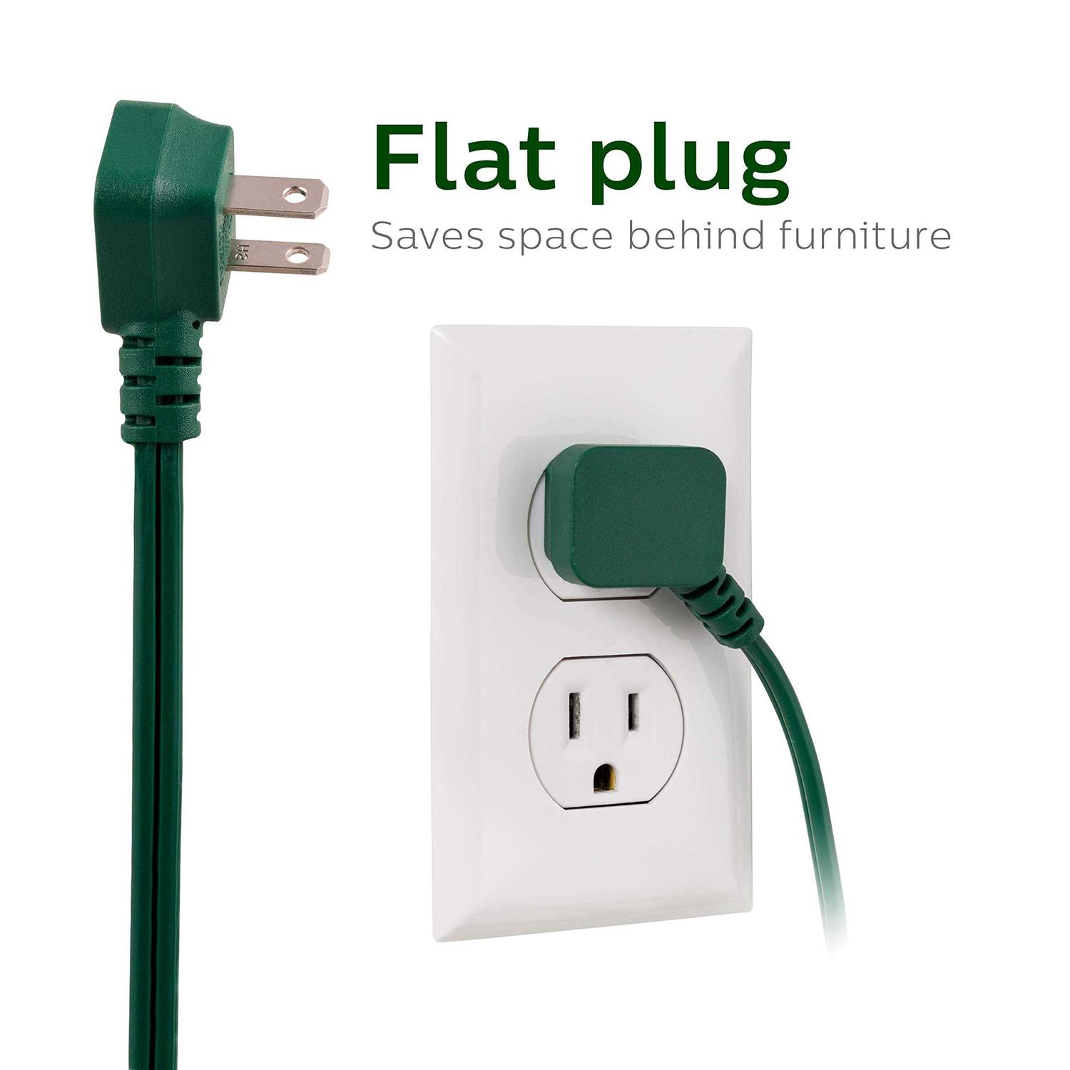 Philips 6' 3-Outlet Polarized Extension Cord Indoor Green - Shop ...