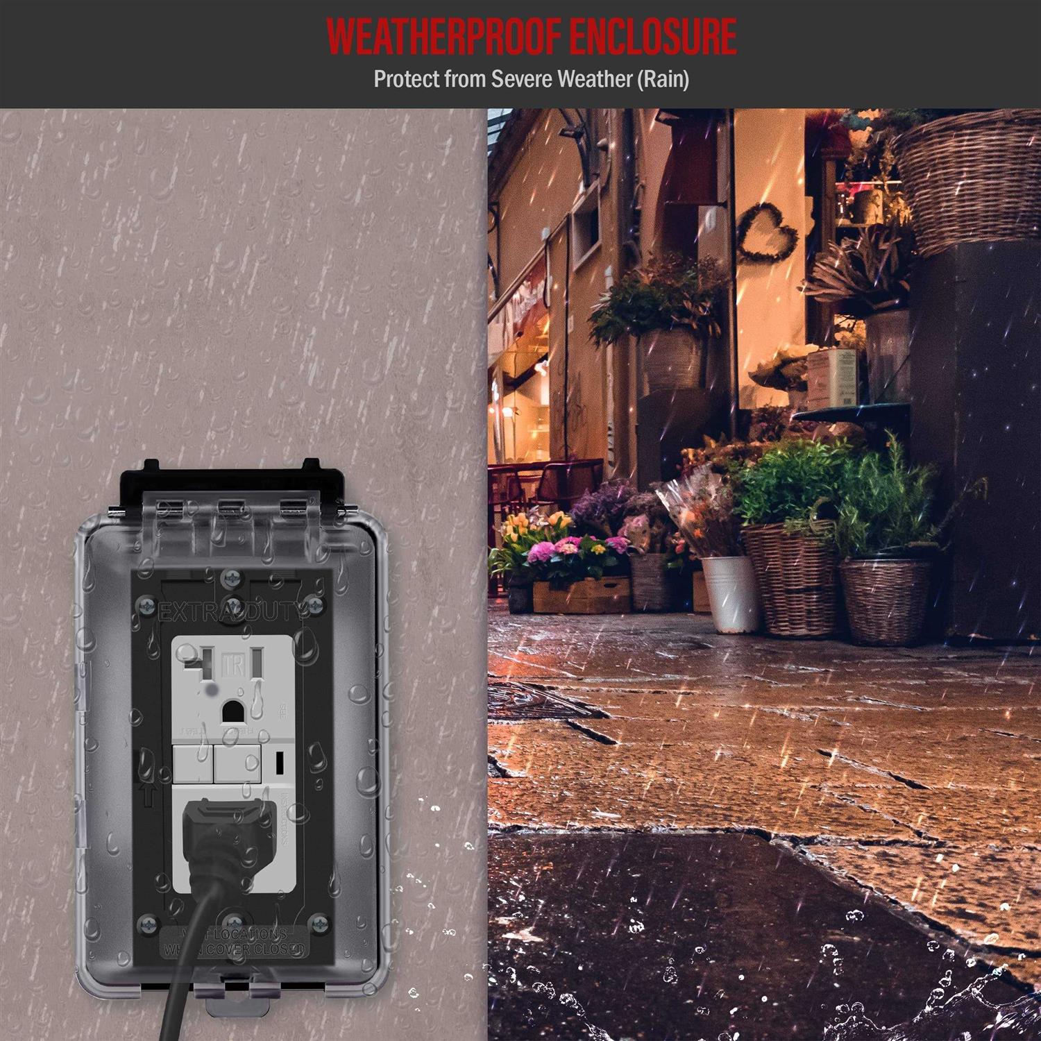 ENERLITES Extra-Duty Weatherproof Enclosure, Outdoor Outlet Cover ...