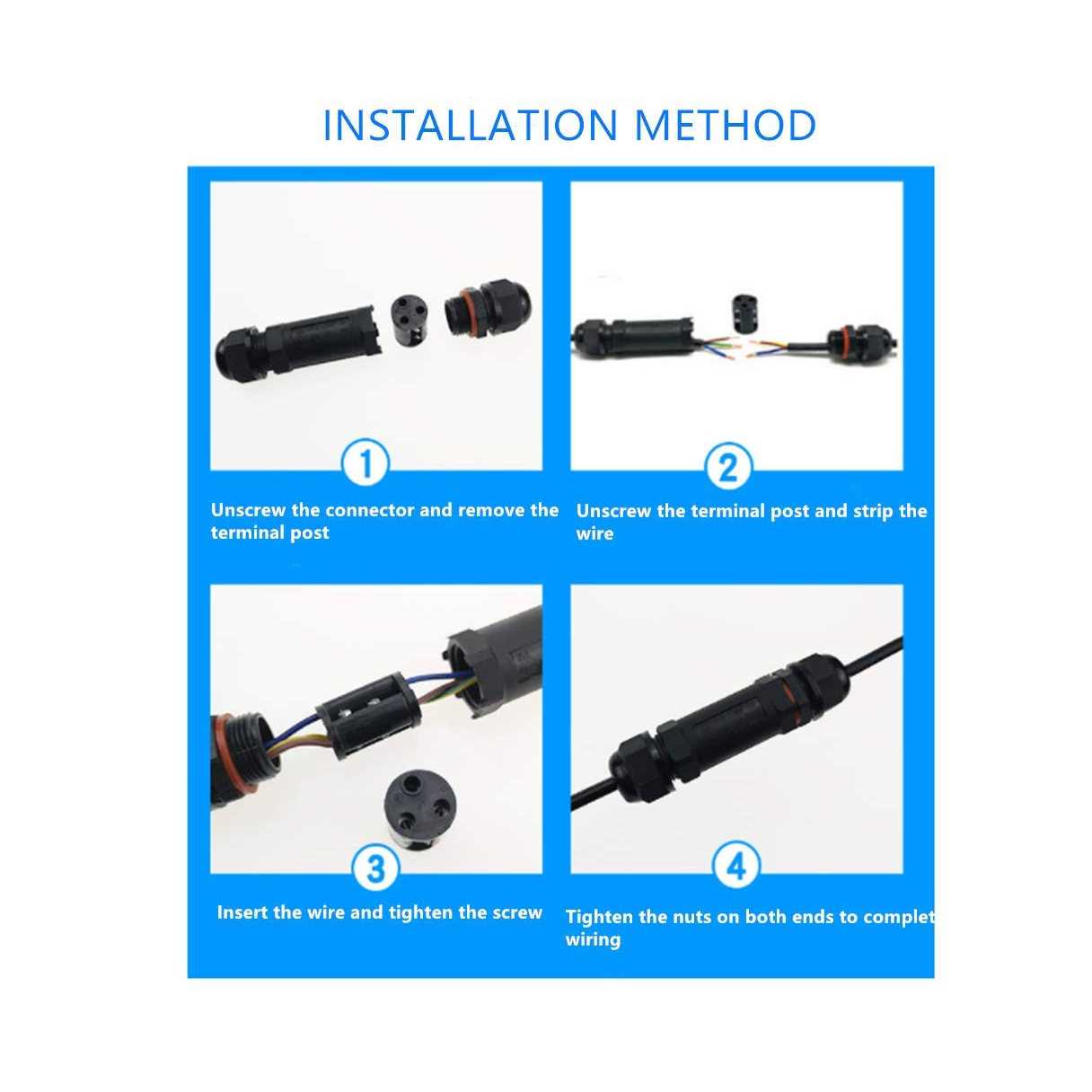 Cable Connector Waterproof IP68 3-Pole for 1-13 mm Cable Diameter ...