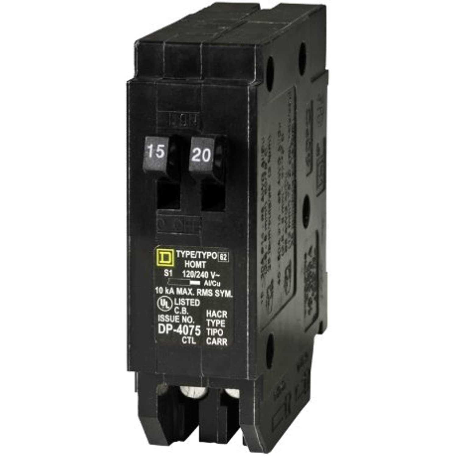 Square D HOMT1520CP Homeline Single Pole Tandem Circuit Breaker - Shop ...