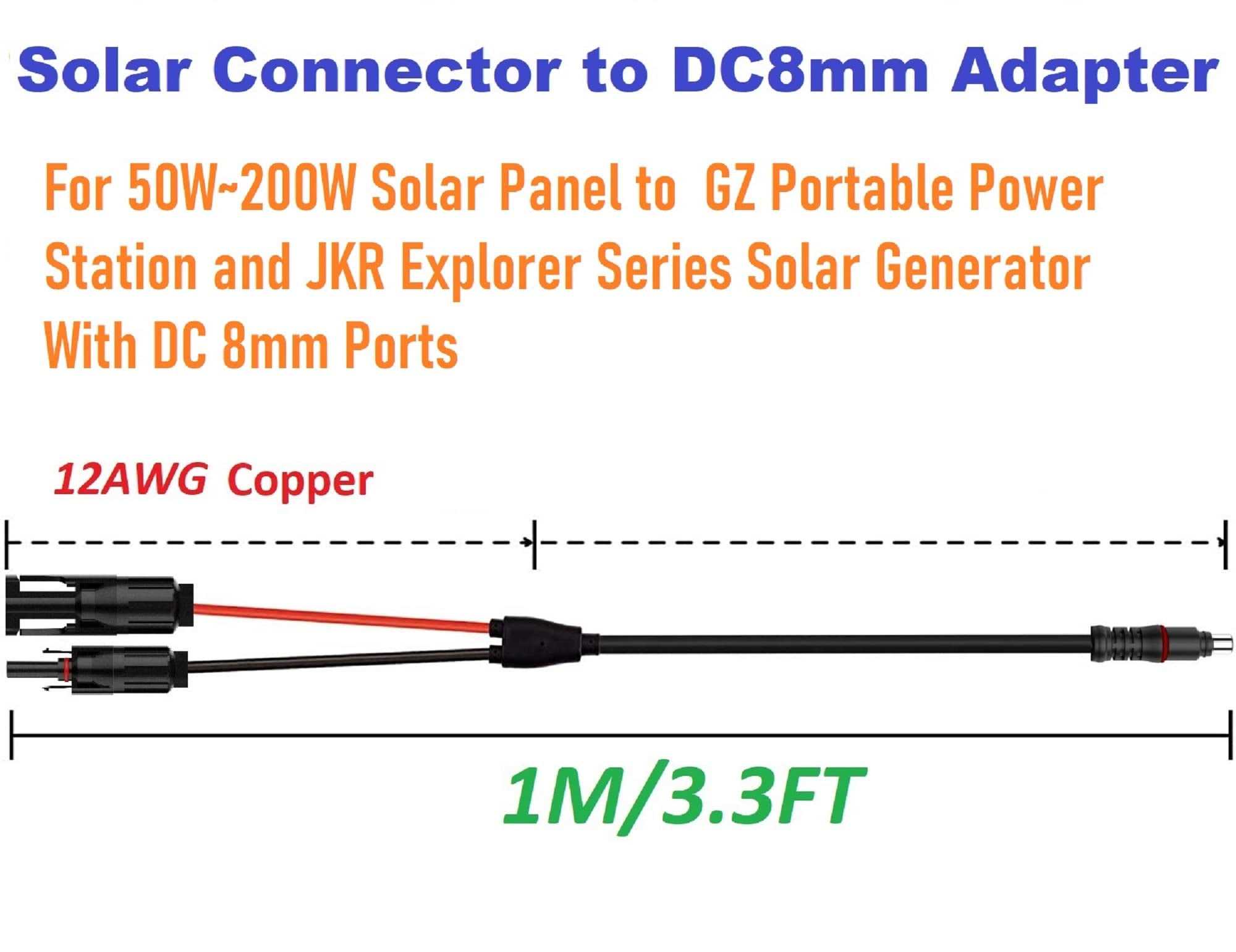 SolarEnz Solar Connector to DC8mm Adapter Cable Perfectly Solar ...