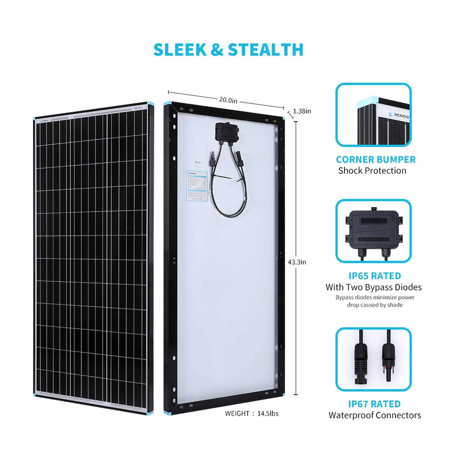 Renogy 100 Watt 12 Volt Monocrystalline Solar Panel - Shop Hardware ...