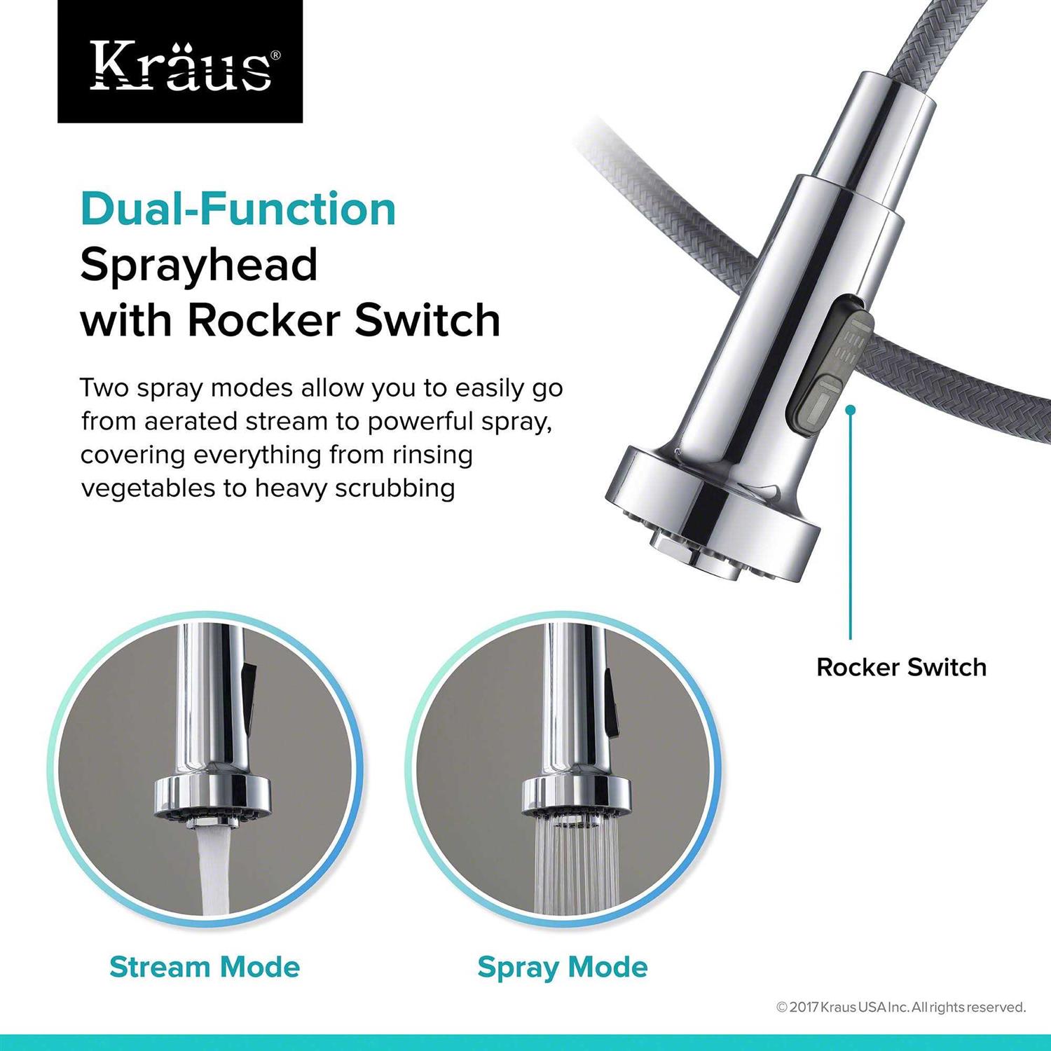 Kraus Bolden Single Handle 18-Inch Commercial Kitchen Faucet Function ...