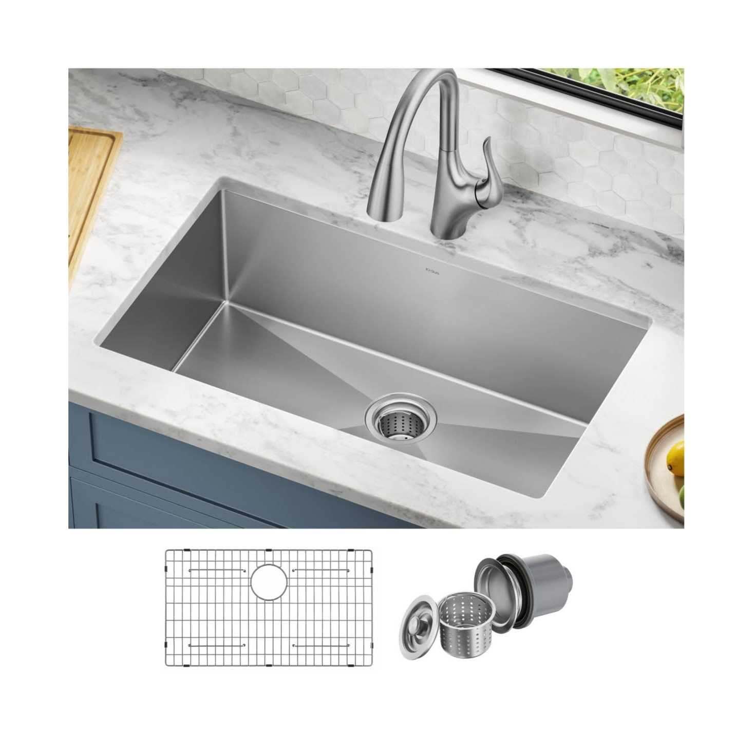 Kraus KHU100-32 Standart PRO 16-Gauge Undermount Single Bowl Stainless ...