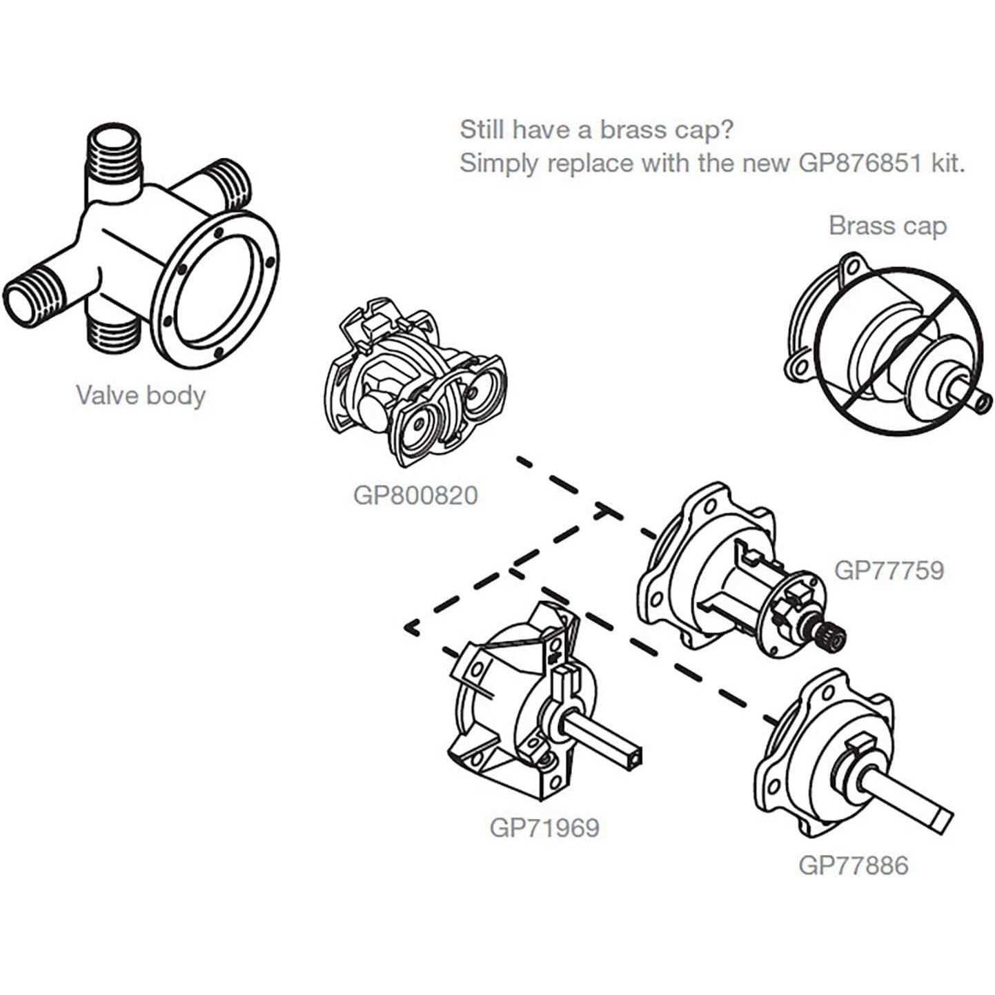 Kohler GP876851 Rite-Temp Mixer & Pressure-Balancing Unit Kit K ...