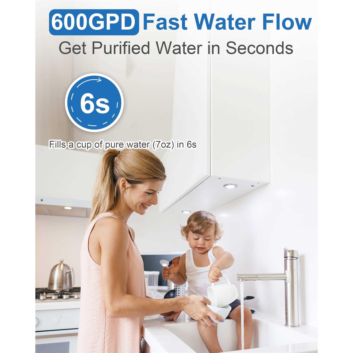 Simpure Reverse Osmosis System 600 GPD Tankless Under Sink Water Filter System with Faucet ...