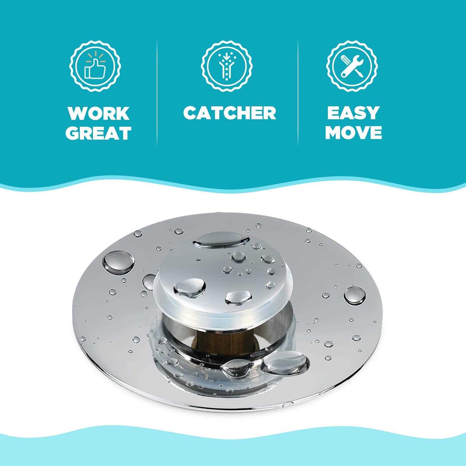 Universal Bathroom Sink Stopper For 1.1-1.5 Inch Bullet Core Push Type ...