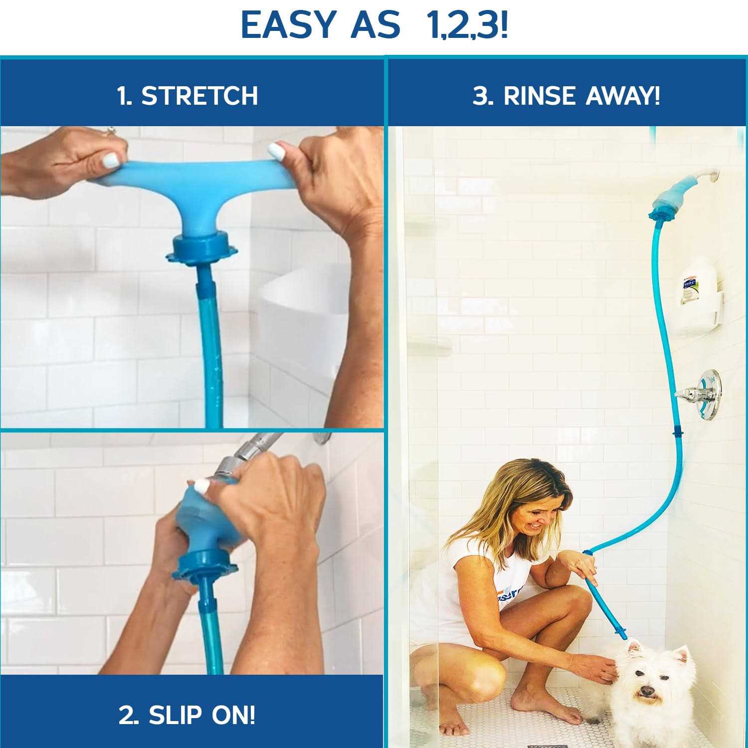 Rinseroo Slip-on Dog Wash Hose Attachment. Pet Bather for Showerhead ...