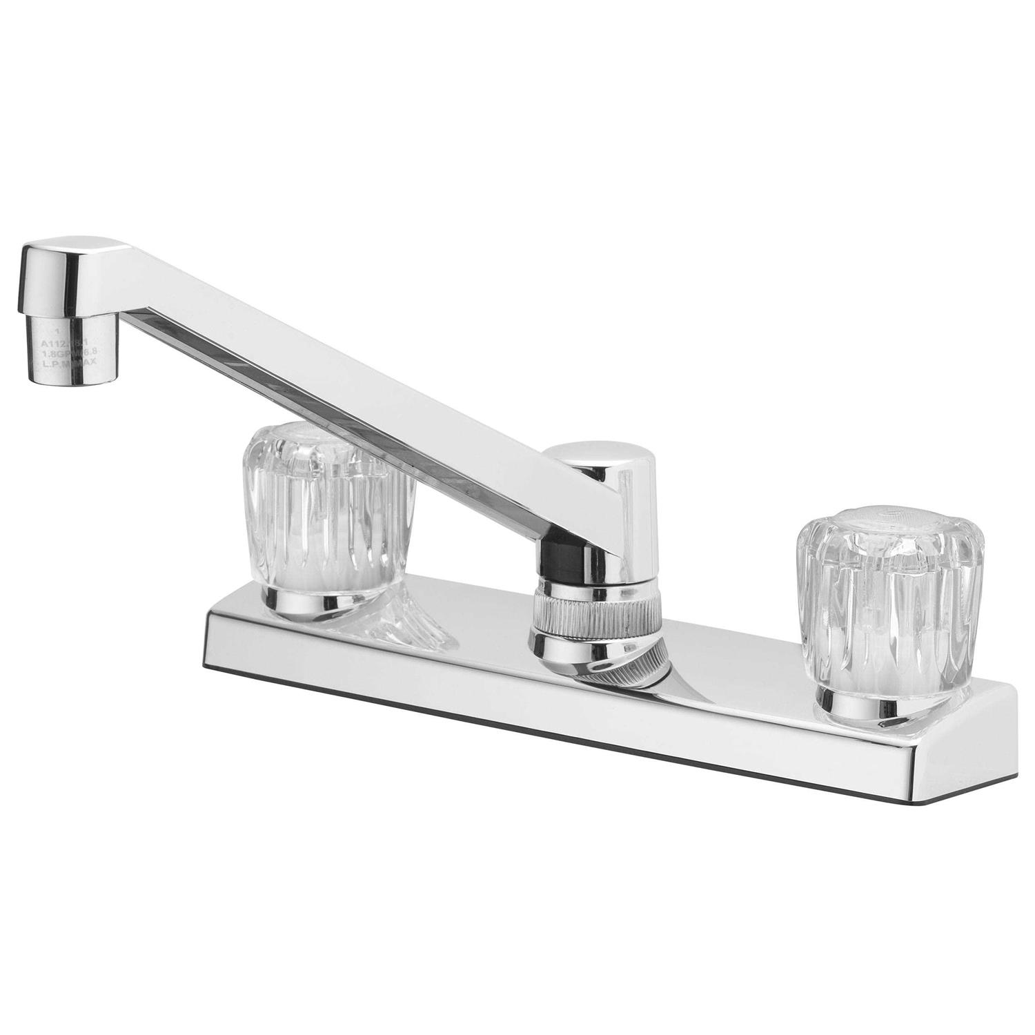 Project Source Chrome Double Handle Low-arc Kitchen Faucet with Deck ...