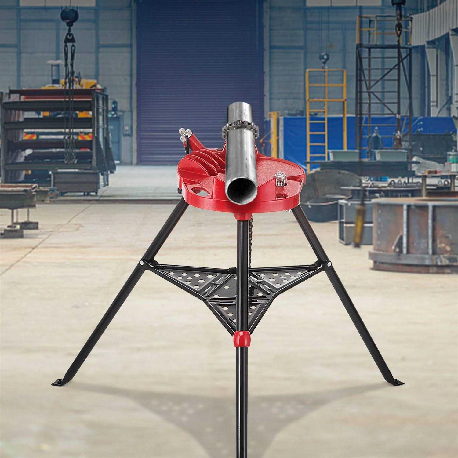 VEVOR 6 Tripod Pipe Chain Vise Stand w/ Steel Legs & Rubber Mounts bib ...