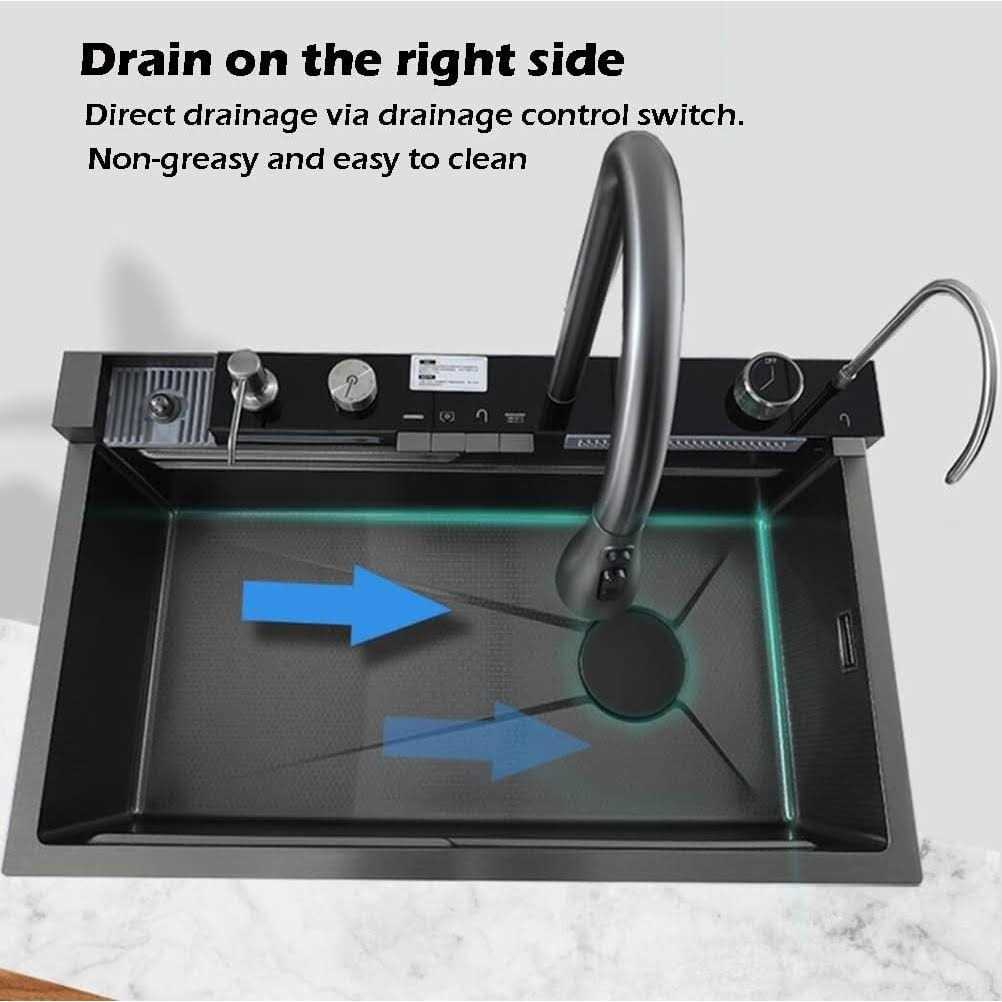 Nano Black Flying Rain Waterfall Sink Household Sink,Integrated Sink ...
