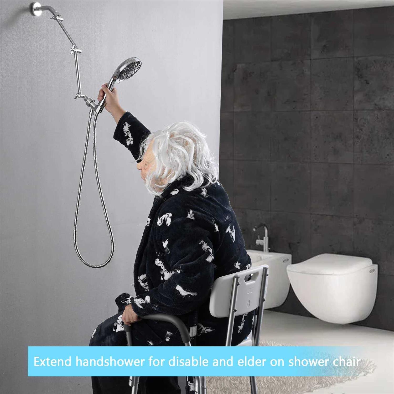 PDPBath Brass 16 Inch Shower Head Extension Arm Upgrade Flexible Height ...