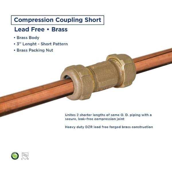 The Plumber's Choice Brass Compression Coupling Fitting - Shop Hardware ...