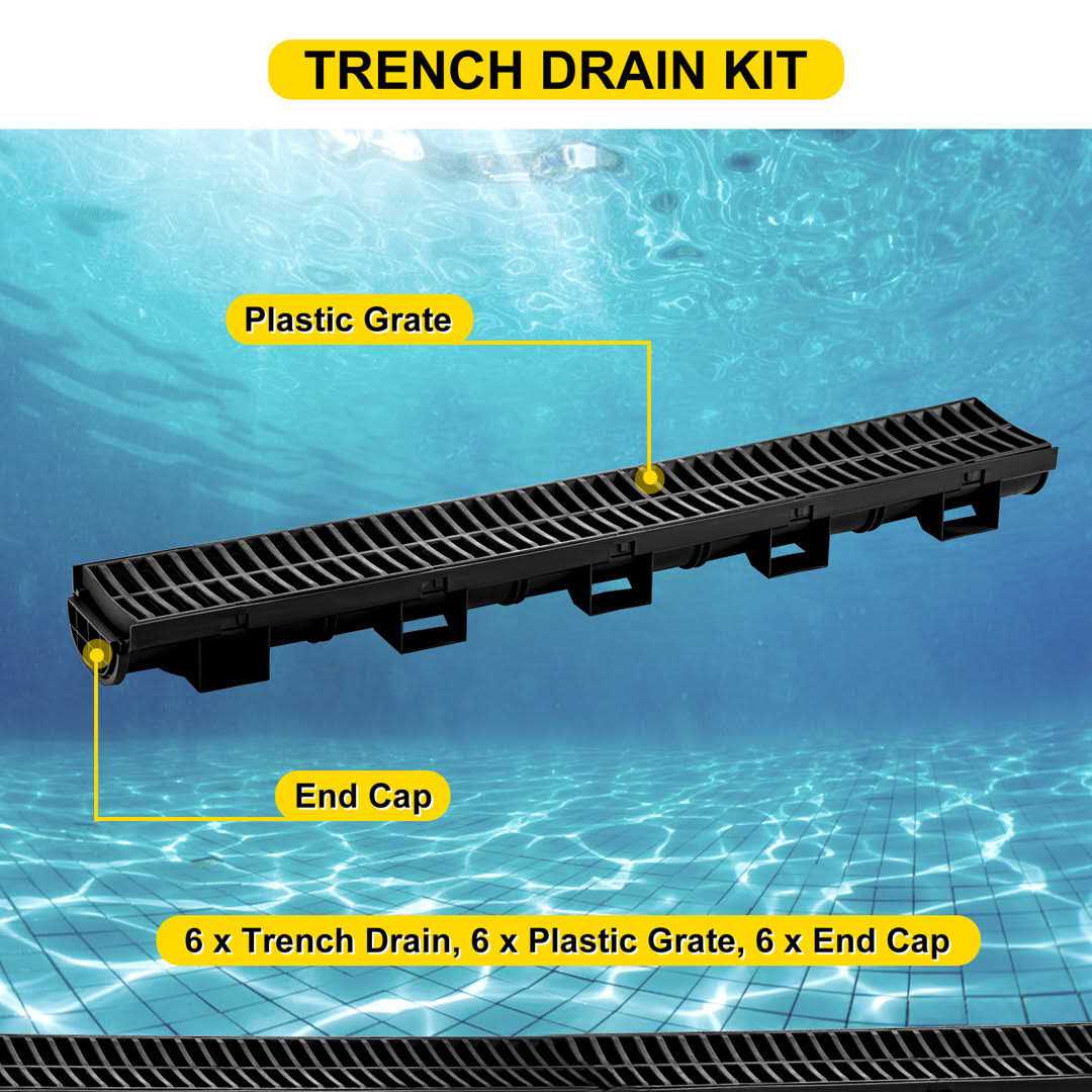 VEVOR Trench Drain System Channel Drain with Plastic Grate 5.8x3.1-Inch ...
