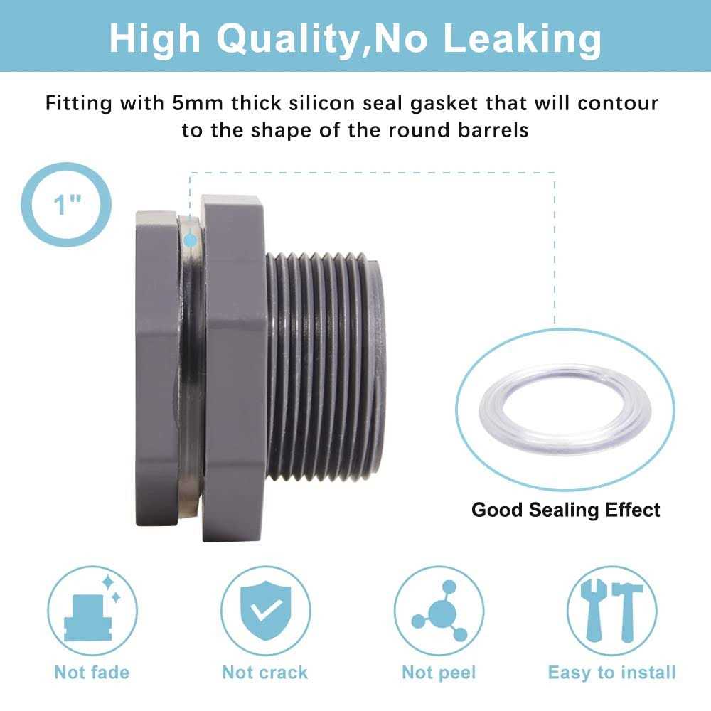 QuQuyi 1/2 Inch PVC Bulkhead Water Tank Connector Adapter Fitting with ...