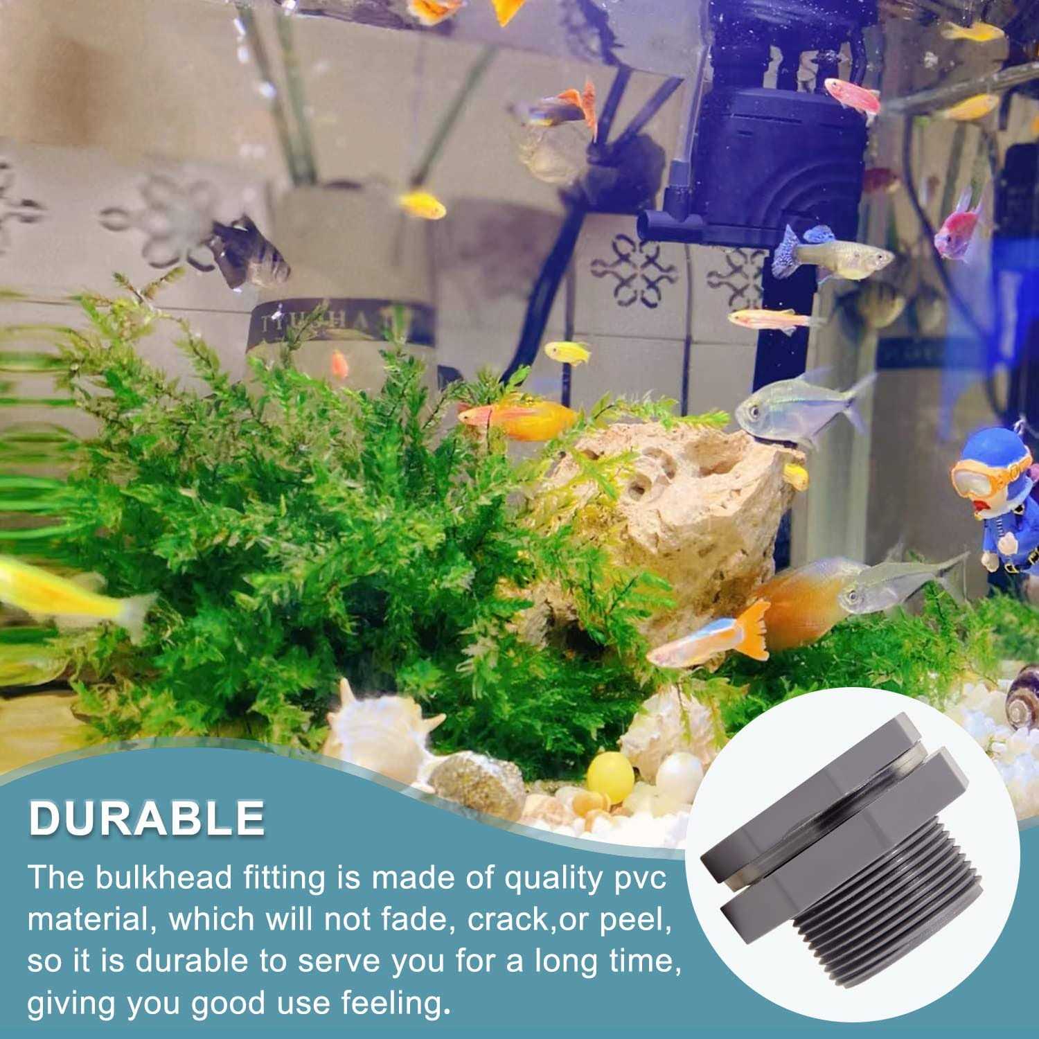 QuQuyi 1/2 Inch PVC Bulkhead Water Tank Connector Adapter Fitting with ...