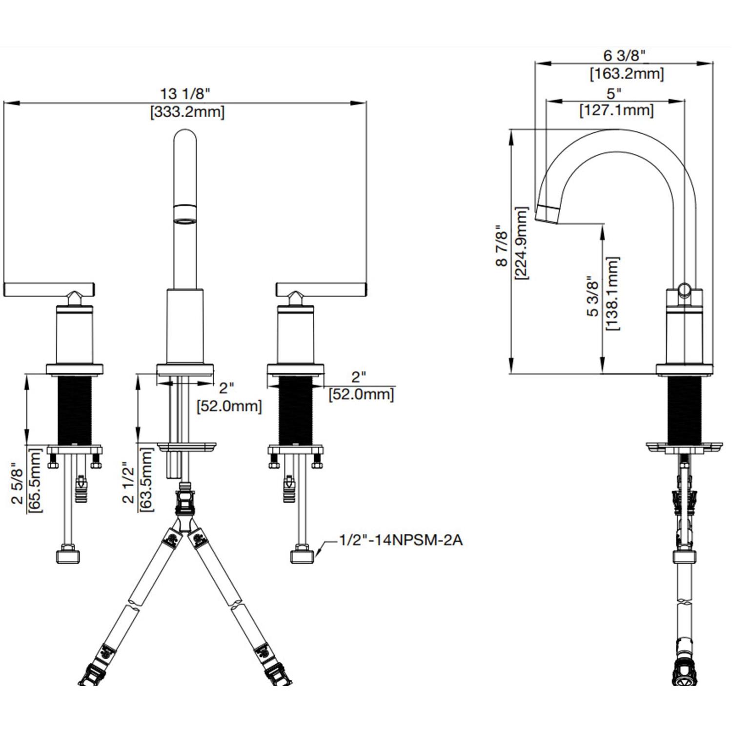 Miseno Two Handle Widespread Bathroom Sink Faucet Brushed MNO1343LCG - Shop Hardware Tools for ...