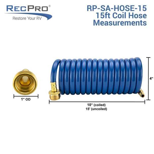 RecPro RV Exterior Shower Hose 15' Coiled Blue Water Hose - Shop ...