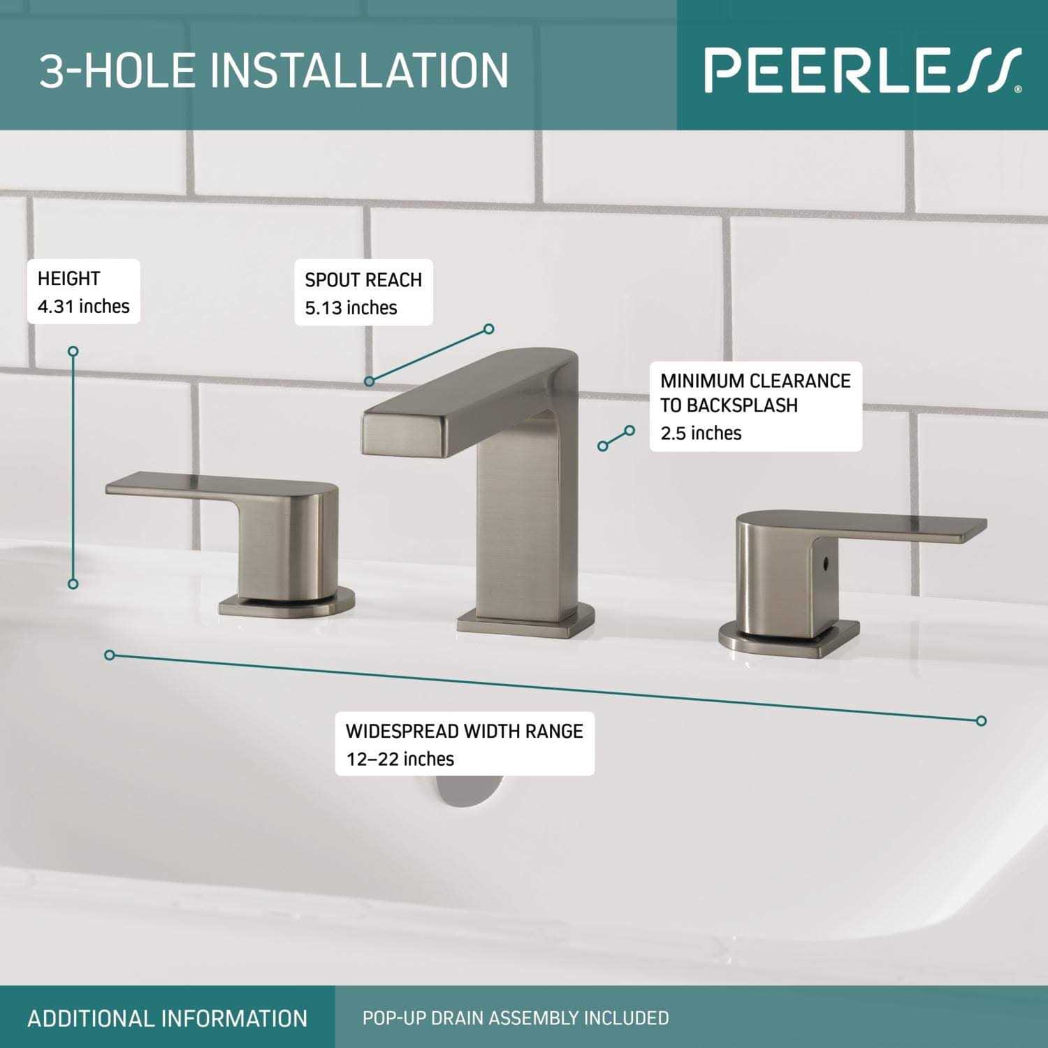 Peerless Xander Two Handle Widespread Bathroom Faucet P3519LF - Shop ...