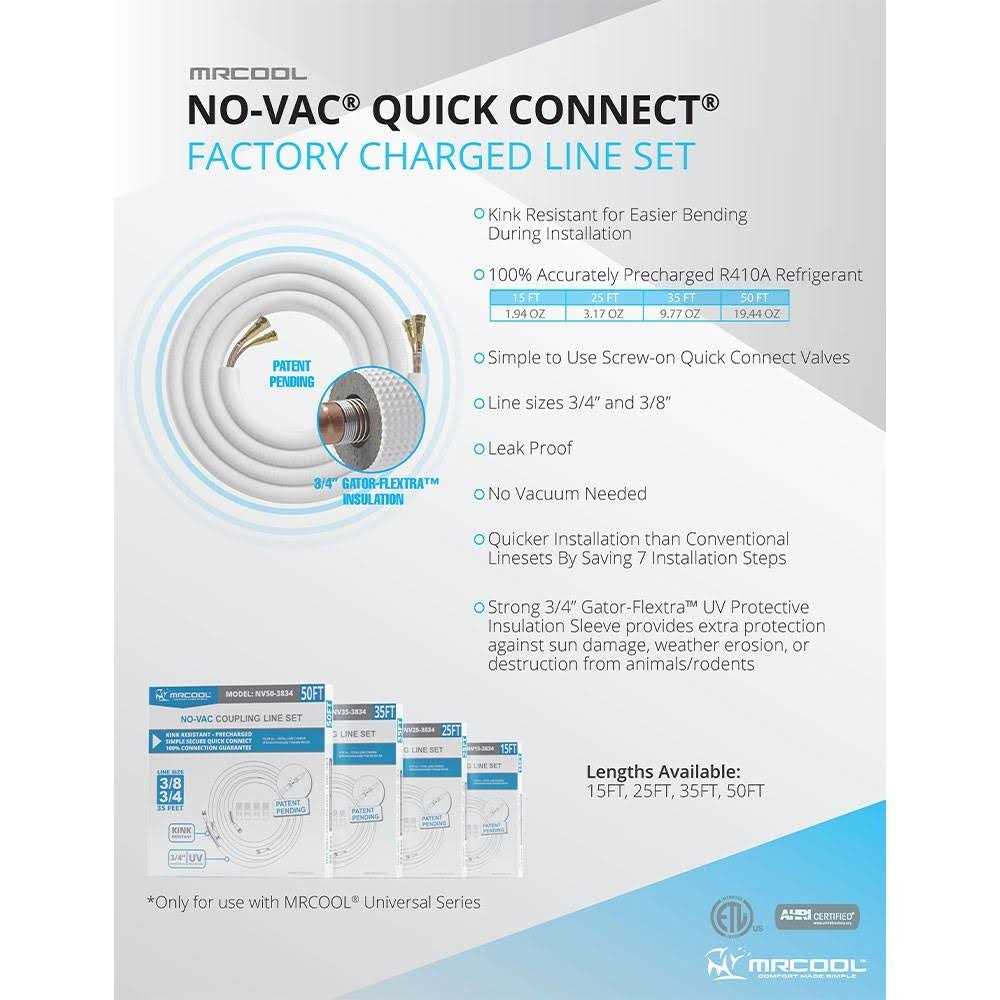 MRCOOL 15 ft Pre-Charged 3/8 x 3/4 No-Vac Quick Connect Line Set for ...