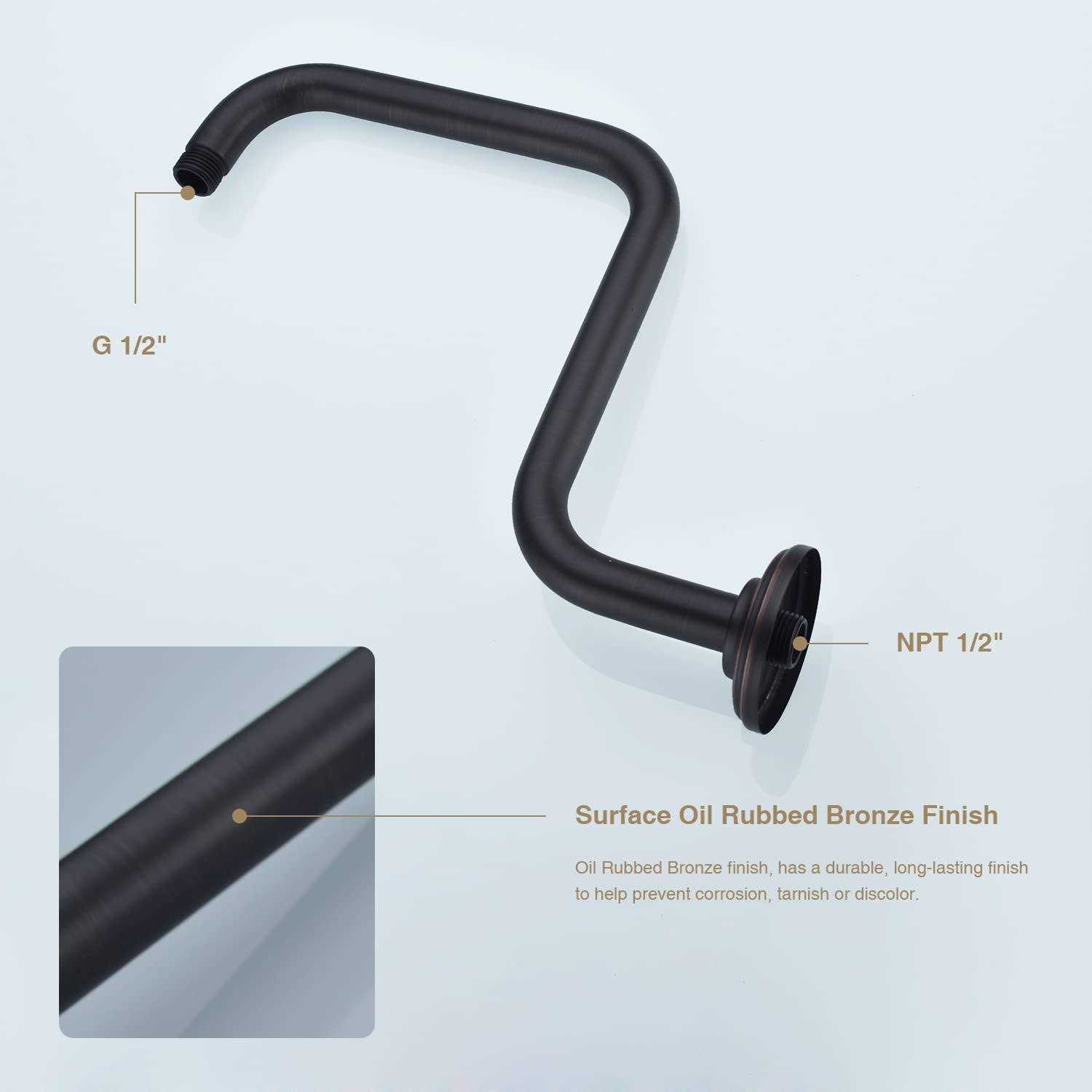 DIKUROOMS 13 Inch S-Shape Shower Arm with Flange Shower Head High Rise ...