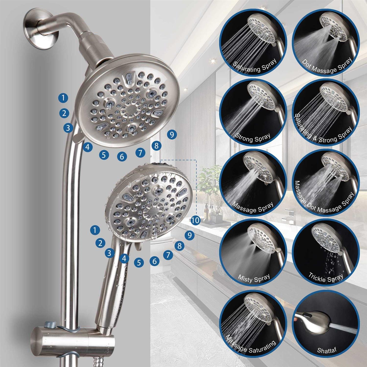 egretshower High Pressure Handheld/rain 82-mode 3-way Shower Head Combo ...