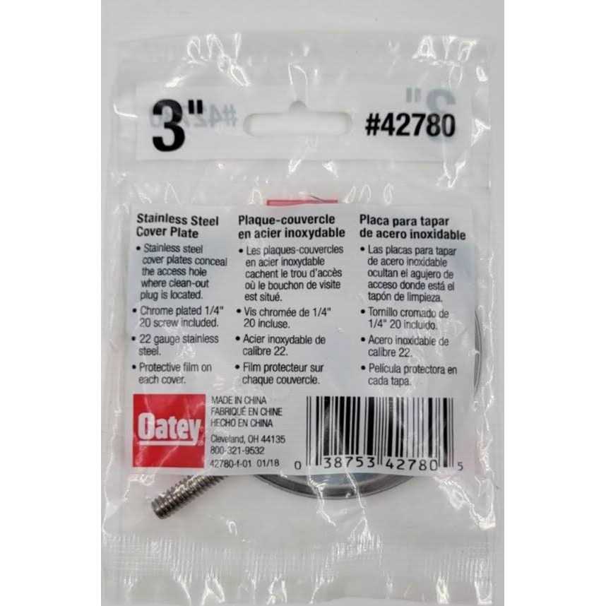 Oatey 3 in. Stainless Steel Flat Cleanout Cover Plate 427802 - Shop ...