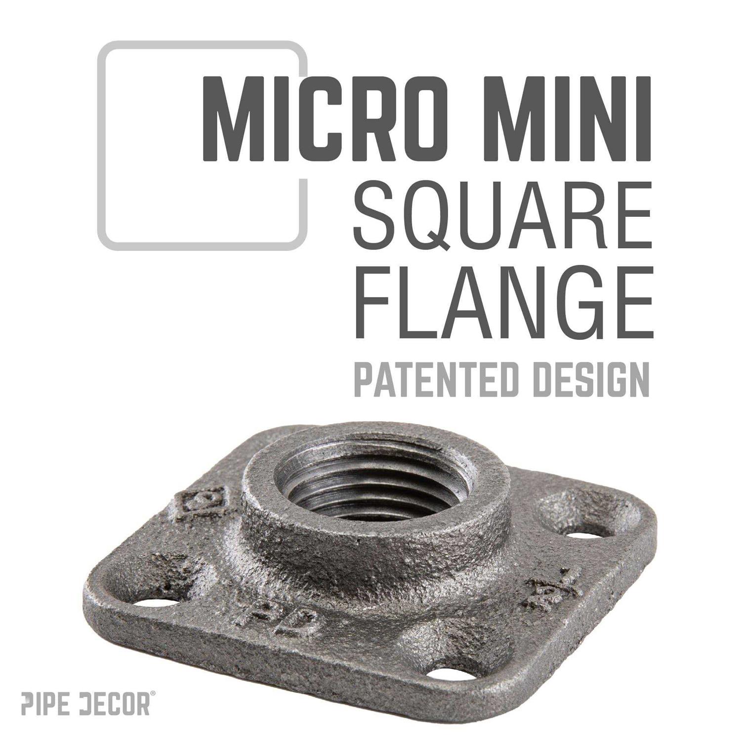 PIPE DECOR 1/2 in. Black Iron Micro Mini Square Flange - Shop Hardware ...