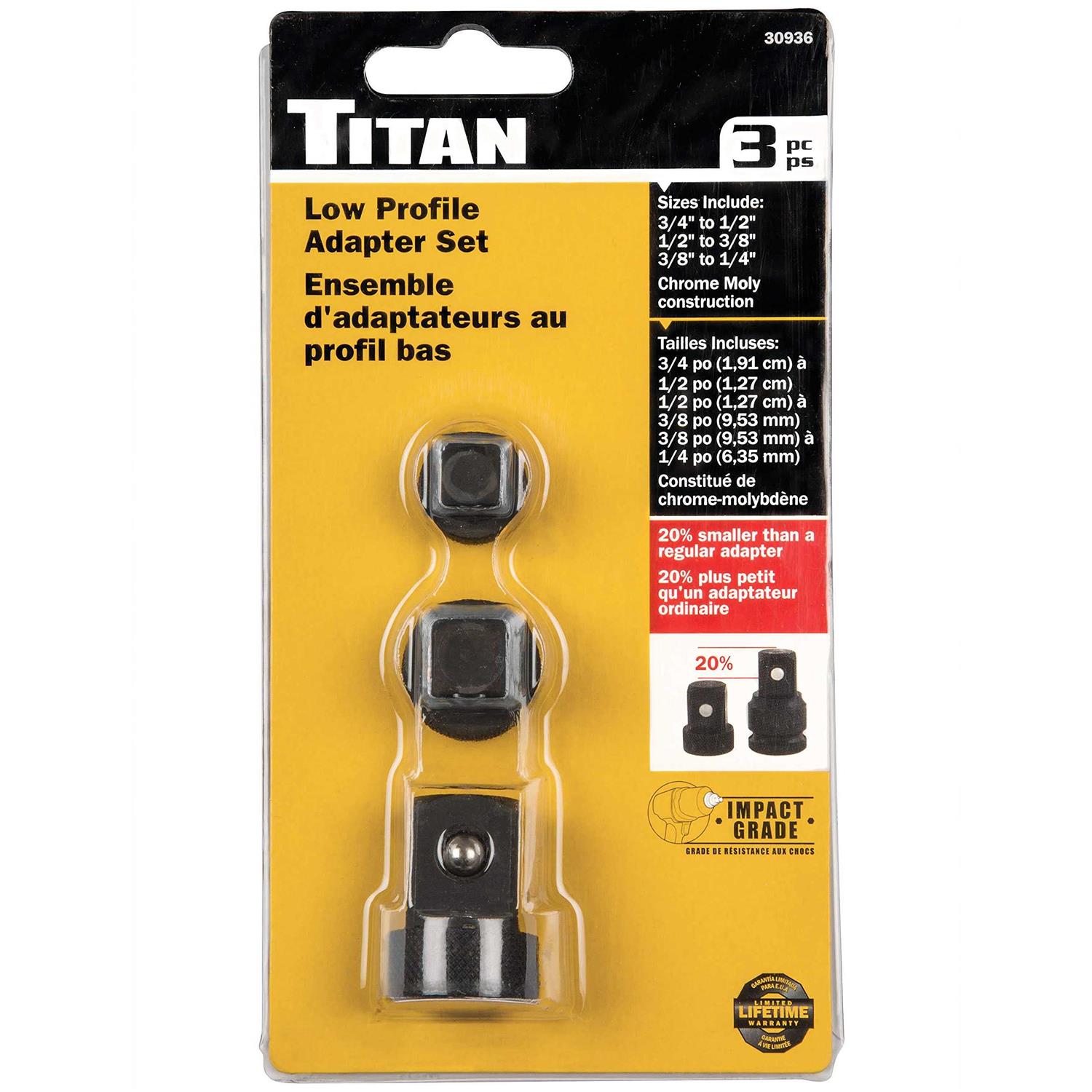 Titan 30936 3 Piece Low Profile Adapter Set - Shop Hardware Tools for ...